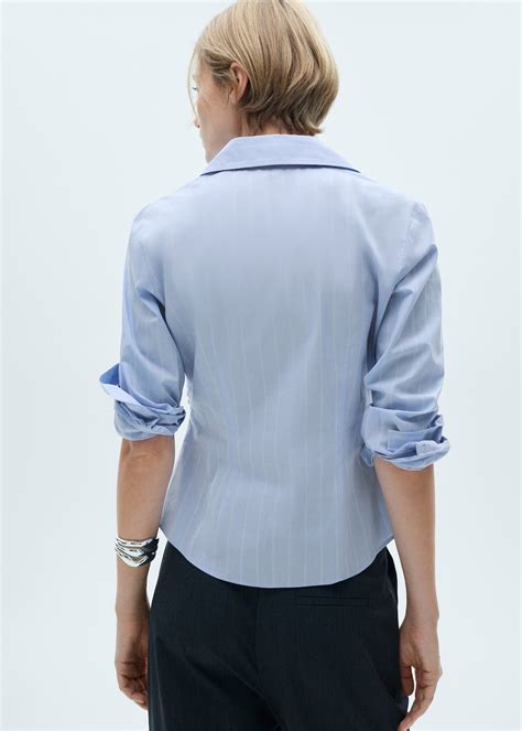 Gathered Details Cotton Shirt Women Mango Usa