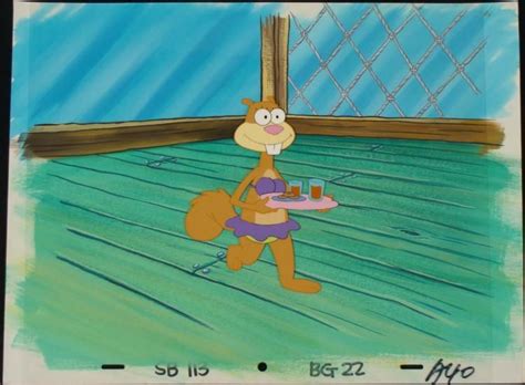Orig Spongebob Animation Cel And Background Sandy Snacks