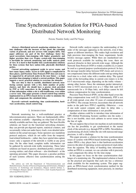 Pdf Time Synchronization Solution For Fpga Based Distributed Network