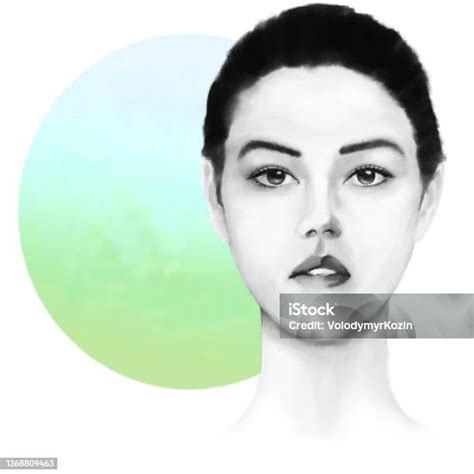 惑星の様式化されたイメージの前にアジアとヨーロッパのルーツを持つ若い女性の肖像画 アジアおよびインド民族のベクターアート素材や画像を多数ご