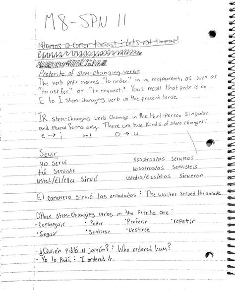 Spn 1121 Notes Lecture Notes Coursework Some Assignment Work And