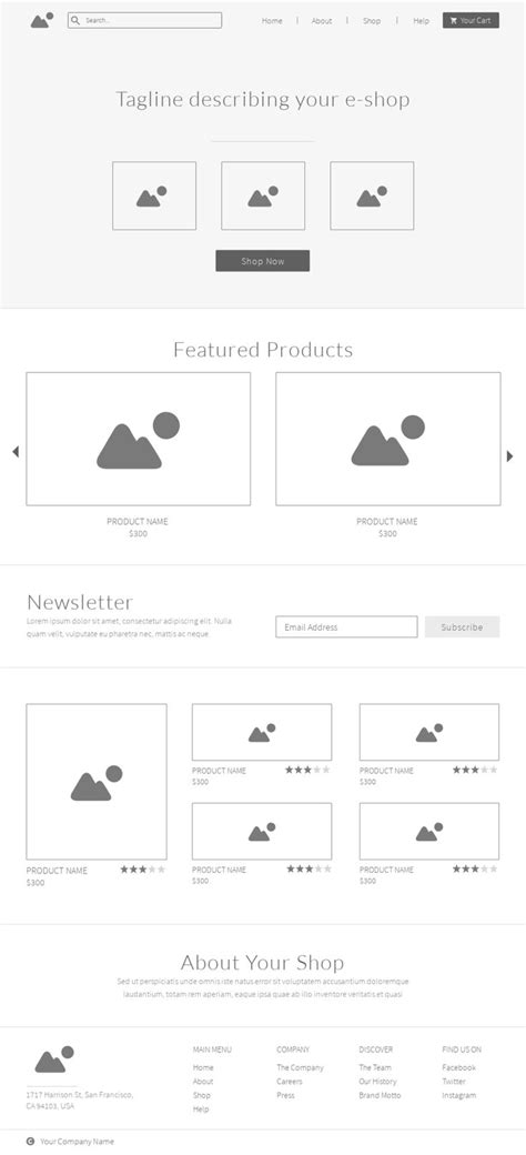 Ecommerce Website Wireframe Template Moqups Wireframe Website