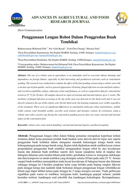 Pdf Penggunaan Lengan Robot Dalam Penggredan Buah Tembikai