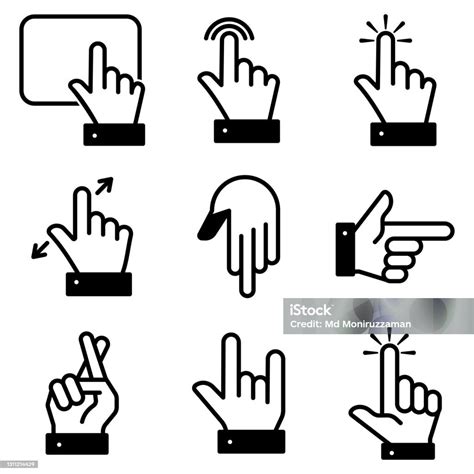 터치 스크린 제스처 벡터 아이콘 유니코 Pro 세트 1 스톡 일러스트 가리키기에 대한 스톡 벡터 아트 및 기타 이미지 가리키기 가볍게 두드리기 꼬집기 Istock
