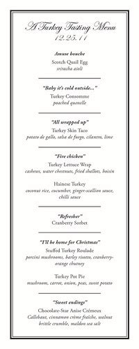 Bon Eats Seven Course Turkey Tasting Menu Part I