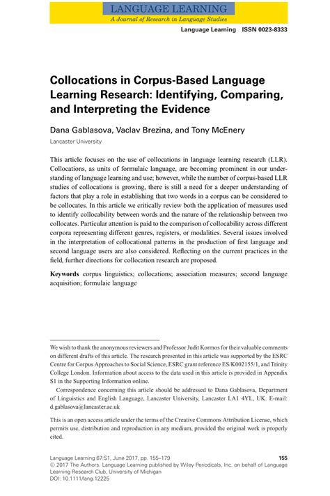 pdf collocations in corpus based language learning research
