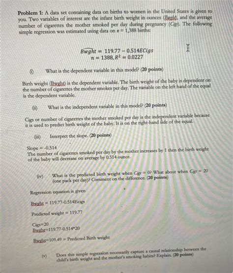 solved problem 1 a data set containing data on births to