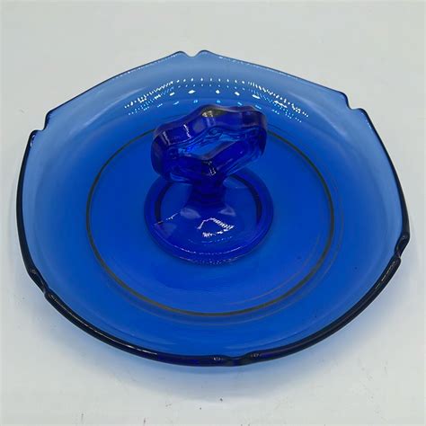 Cobalt Blue Glass Tidbit Tray
