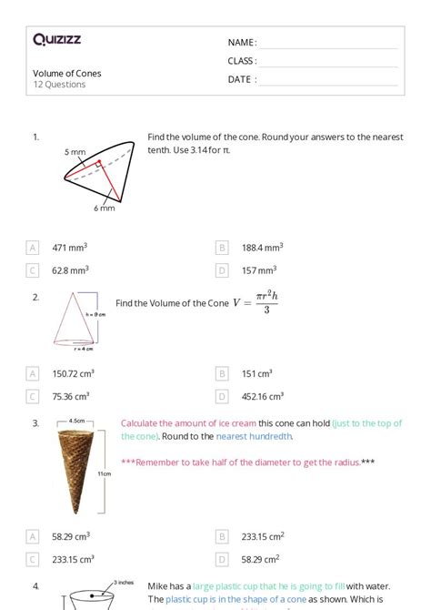 50 Cones Worksheets On Quizizz Free And Printable
