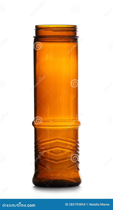 Empty Dark Brown Glass Beer Bottle Isolated On White Background Stock
