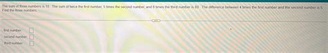 the sum of three numbers is 18 ﻿the sum of twice