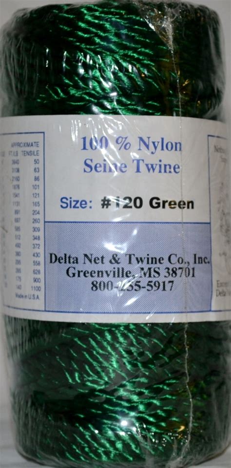 Green Twisted Nylon Twine Size 120 Approx 155 Ft Lb 1 Pound Spool Delta Net And Twine