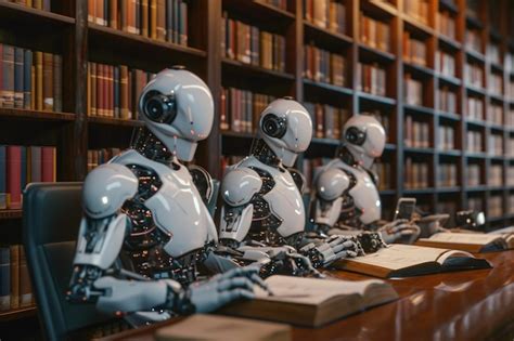 Premium Photo A Lineup Of Robots Each With Distinct Features Neatly Arranged On A Wooden Desk