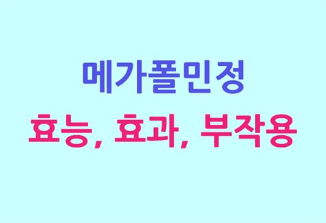 메가폴민정 효능 효과 투여방법 부작용 완전 해부하기