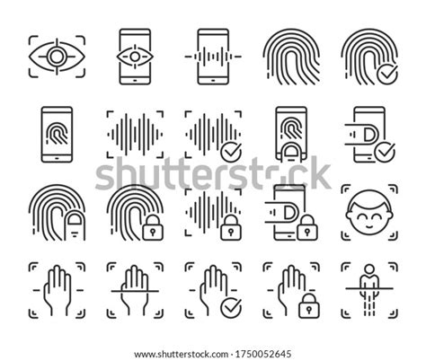 Biometric Icons Biometric Verification Identification Line Stock Vector