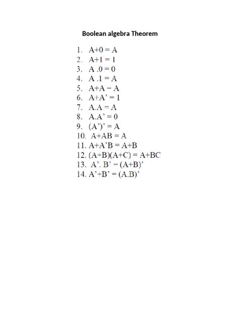 Boolean Algebra Theorem Pdf