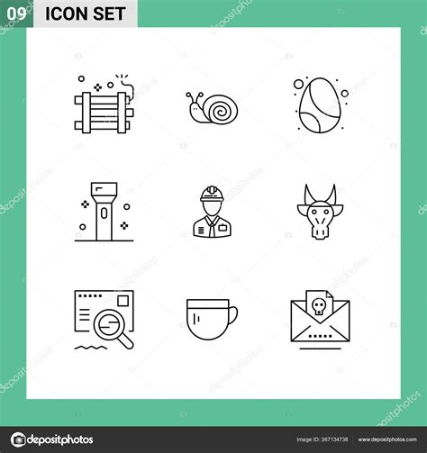 Thematic Vector Outlines Editable Symbols Technology Flashlight Spring Electronics Celebration