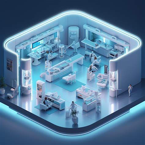 创意医院科技智能治疗中心立体场景模型图片