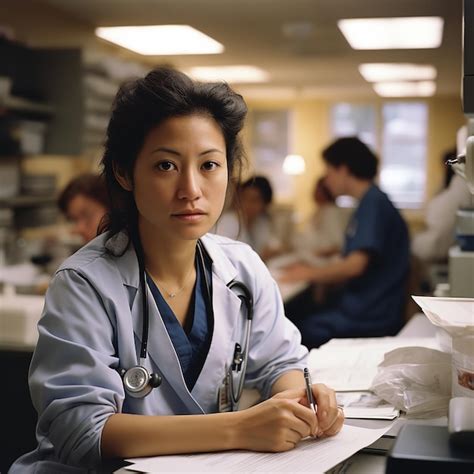 Premium Photo Portrait Of Doctor Sitting In Her Office Room And