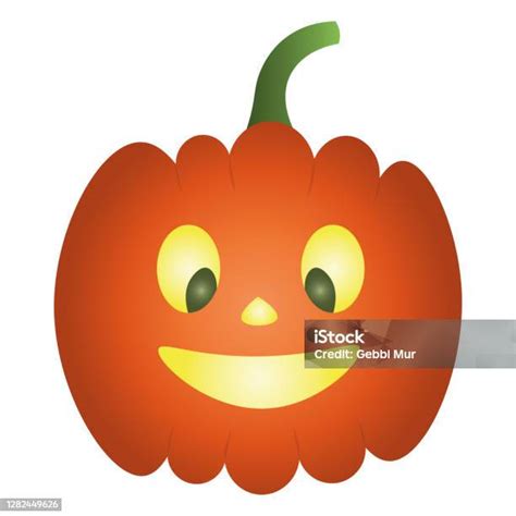 호박 좋은 찡그린 얼굴 내부에서 빛납니다 컬러 벡터 그림입니다 할로윈 기호 격리된 흰색 배경입니다 플랫 스타일 웃는 표정 잭 랜턴 오렌지 야채 모든 성도의 날 0명에 대한