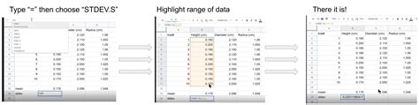 Finding Mean And Standard Deviation In Google Sheets Physics 132 Lab