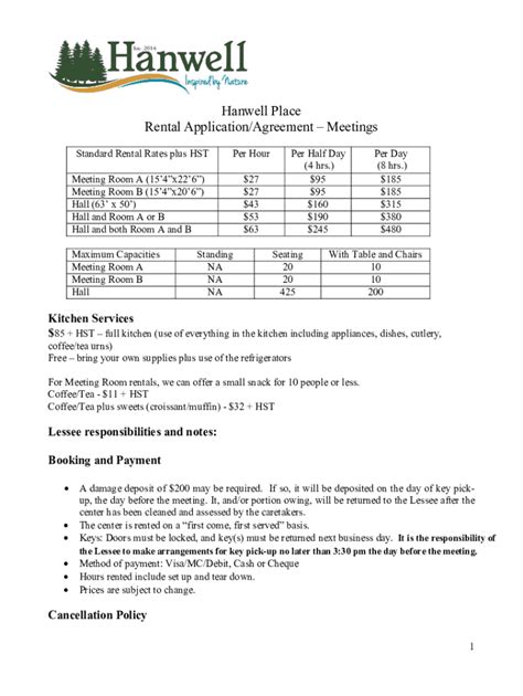 Fillable Online Hanwell Nb Hanwell Place Rental Applicationagreement