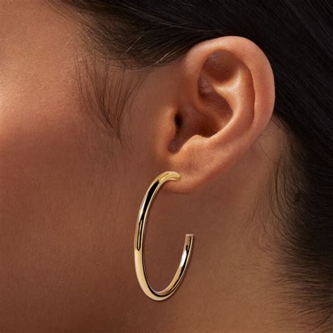 Gold Tone 40mm Post Back Hoop Earrings Claires Us