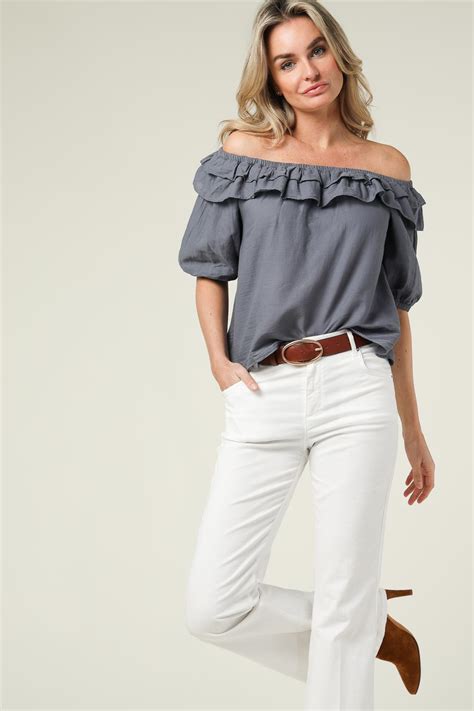 Off Shoulder Top Tarek Grijs Baandsh Little Soho