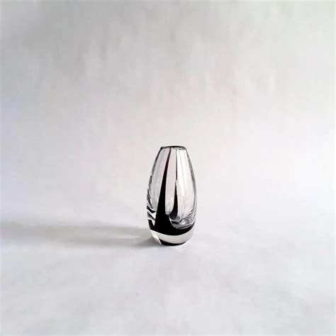 Kosta Boda By Vicke Lindstrand Blown Glass Bud Vase Clear With Black