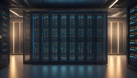 Server Racks In Computer Network Security Server Room Data Center D Render Dark Blue Premium