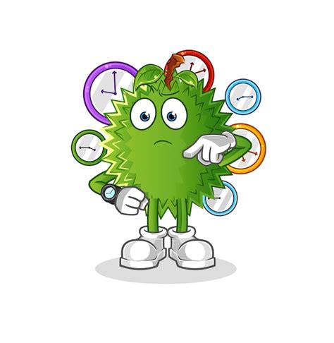 Durian Con Dibujos Animados De Reloj De Pulsera Vector De Mascota De
