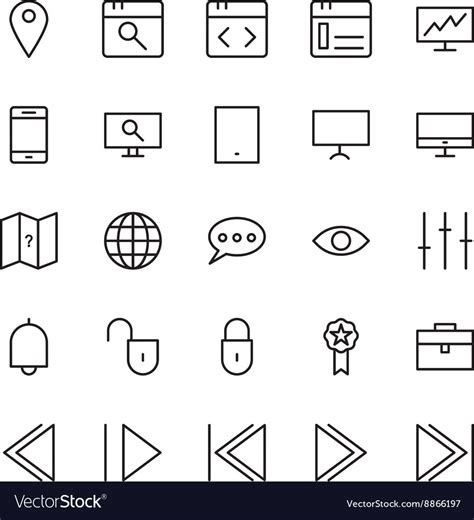 Web And User Interface Outline Icons 7 Royalty Free Vector