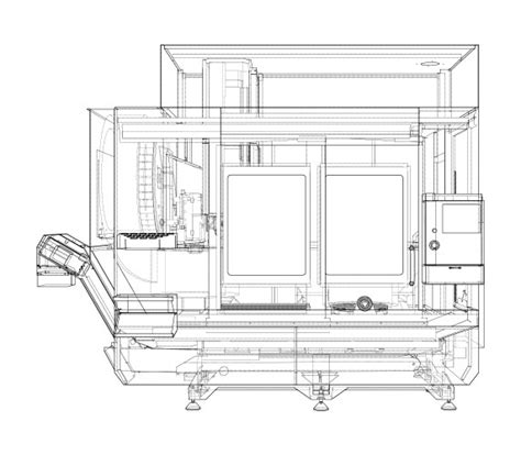 Cnc Milling Machine Blueprints Royalty Free Vector Image
