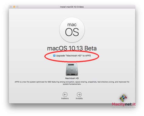 macos high sierra come convertire il disco di avvio da hfs ad apfs