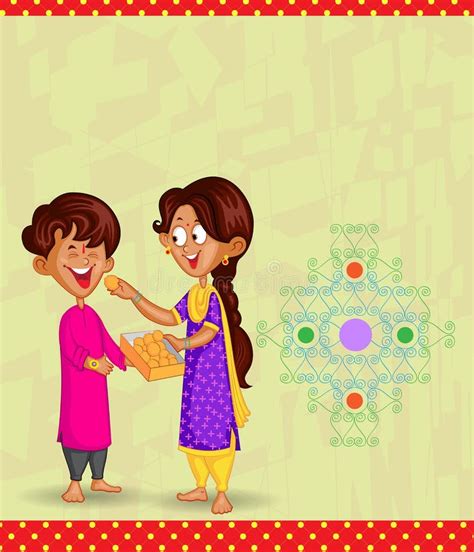 Brother And Sister In Raksha Bandhan Stock Vector Illustration Of