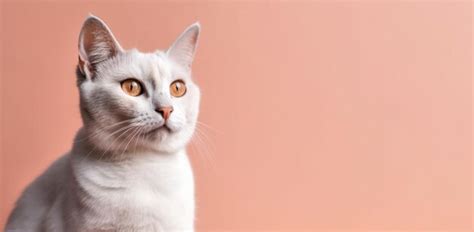 Premium Ai Image Cute Domestic Cat Portrait Pink Background With Copy