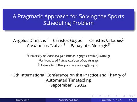 A Pragmatic Approach For Solving The Sports Scheduling Problem