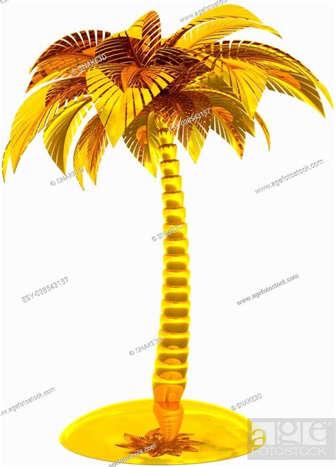 Golden Palm Tree Island Stylized Tropical Dream Beach Symbol Stock