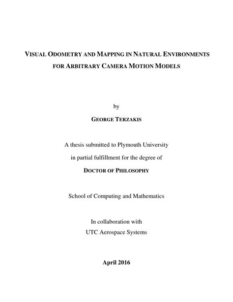 Pdf Visual Odometry And Mapping In Natural Environments For Arbitrary Camera Motion Models