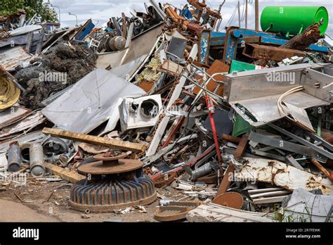 Recycling Pile Of Scrap Metal At Recyclable Material Collection Site