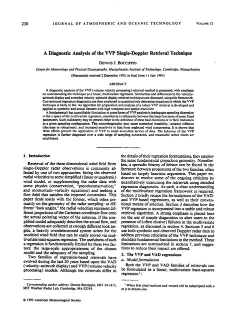 Pdf A Diagnostic Analysis Of The Vvp Single Doppler Retrieval Technique
