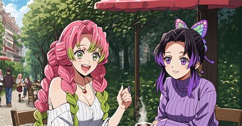 鬼滅の刃 Coffee Break 甘露寺蜜璃 胡蝶しのぶ Nickのイラスト Pixiv