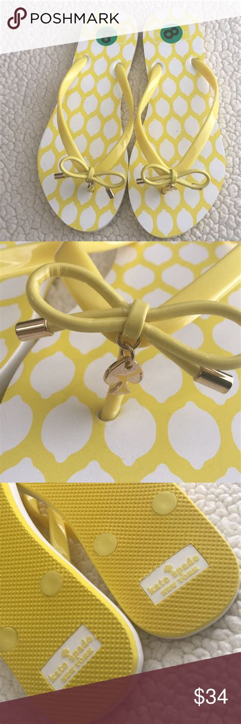 Nwt Kate Spade Lemon Flip Flops Size 8