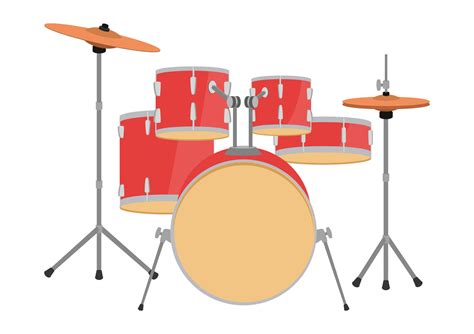Red Drum Set Vector Design Drum Kit Flat Style Vector Illustration