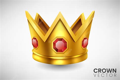 Premium Vector Realistic Golden Crown With Ruby Stone Vector Illustration