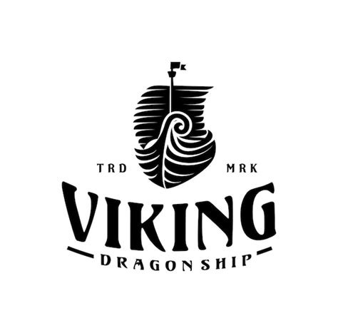 Design Simples De Silhueta De Navio Viking Pirata Dragão Vetor Premium