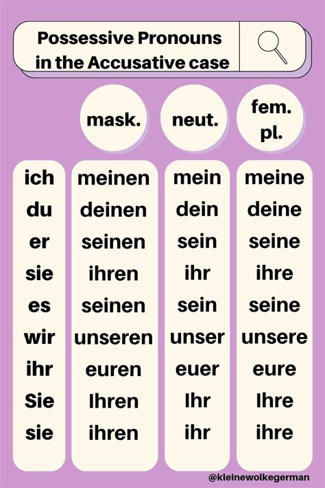 German Possessive Pronouns In The Accusative Case Deutsch Lernen