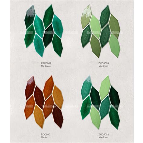 Wholesale Handmade Green Leaf Mosaic Tile Pattern For Backsplash
