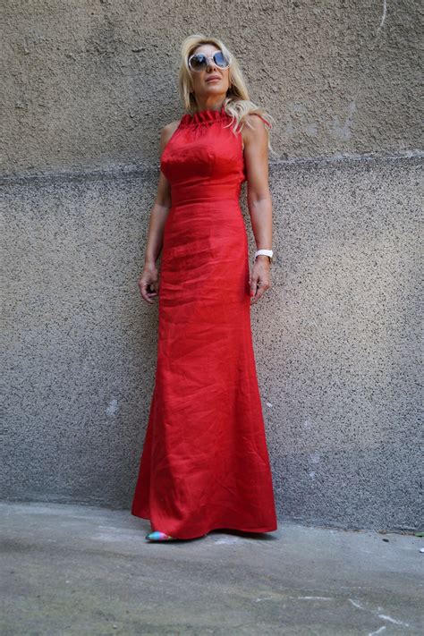 Xxl Xxxl Dresssummer Dressred Linen Dresslinen Kaftanlong Handmade