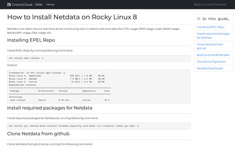 Crowncloud Wiki How To Install Netdata On Rockylinux 8